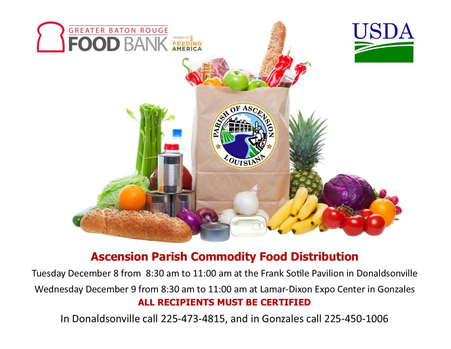 Commodity Food Distribution | Ascension Parish Government